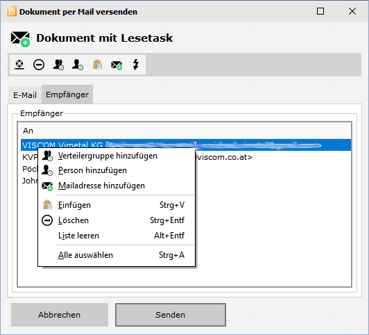 Dokument per Mail versenden - www.viscom.co.at